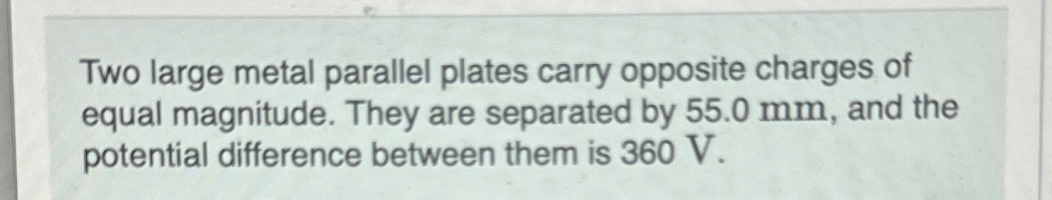 Solved Two large metal parallel plates carry opposite | Chegg.com