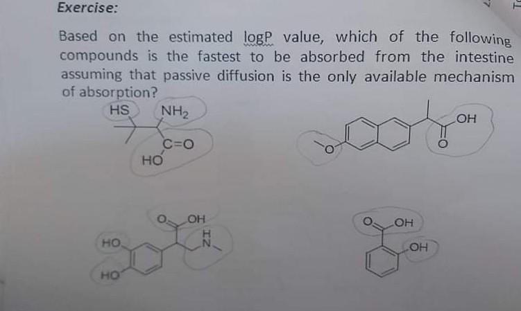 Solved Exercise: Based on the estimated logP value, which of | Chegg.com