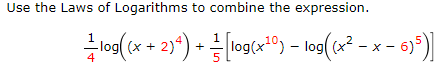 Solved Use the Laws of Logarithms to combine the | Chegg.com