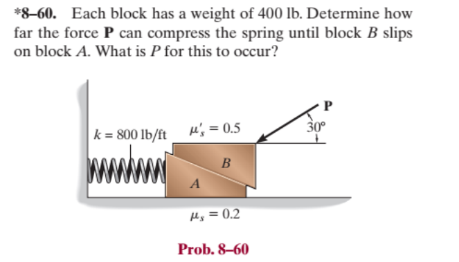 Solved *8-60. ﻿Each block has a weight of 400lb. ﻿Determine | Chegg.com