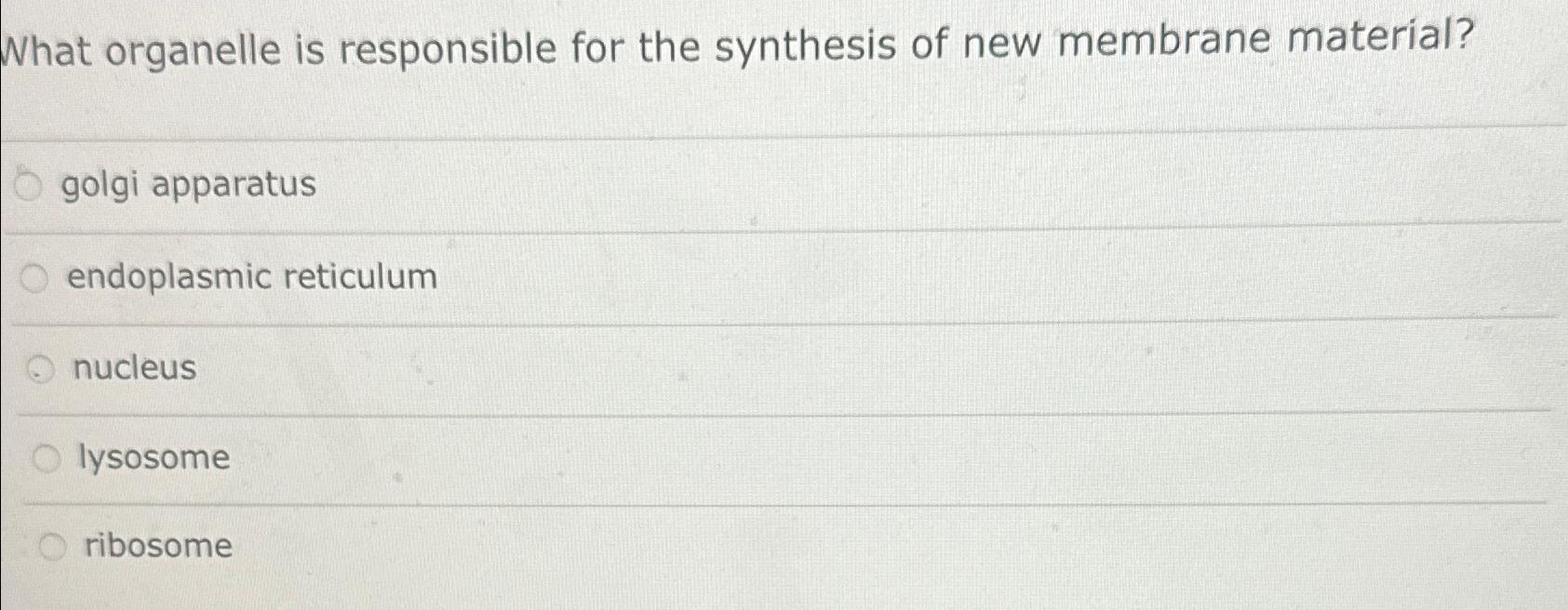 Solved What organelle is responsible for the synthesis of | Chegg.com