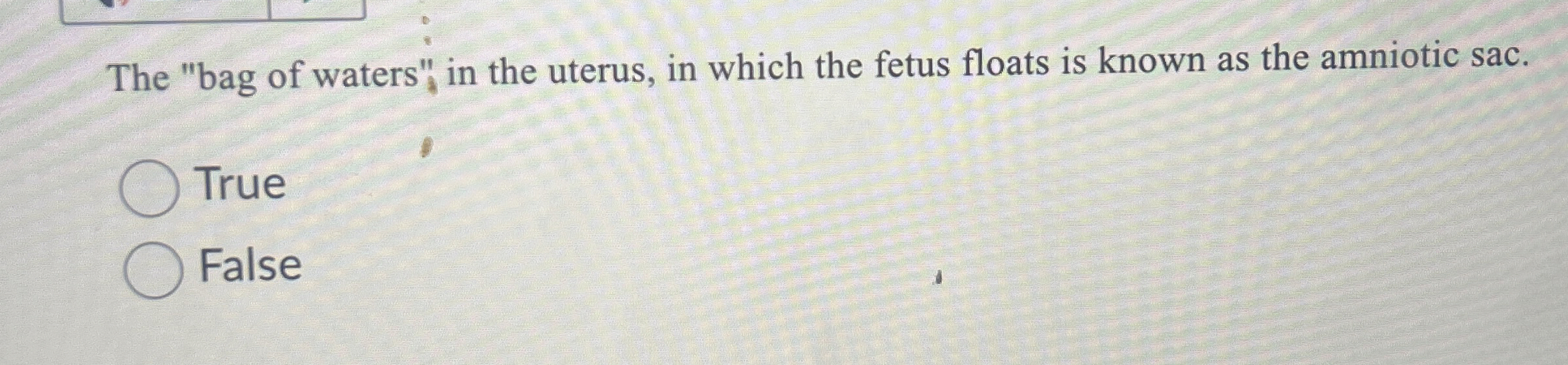 Solved The "bag of waters" in the uterus, in which the fetus | Chegg.com