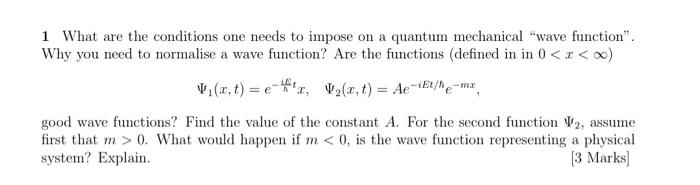 Solved 1 What are the conditions one needs to impose on a | Chegg.com