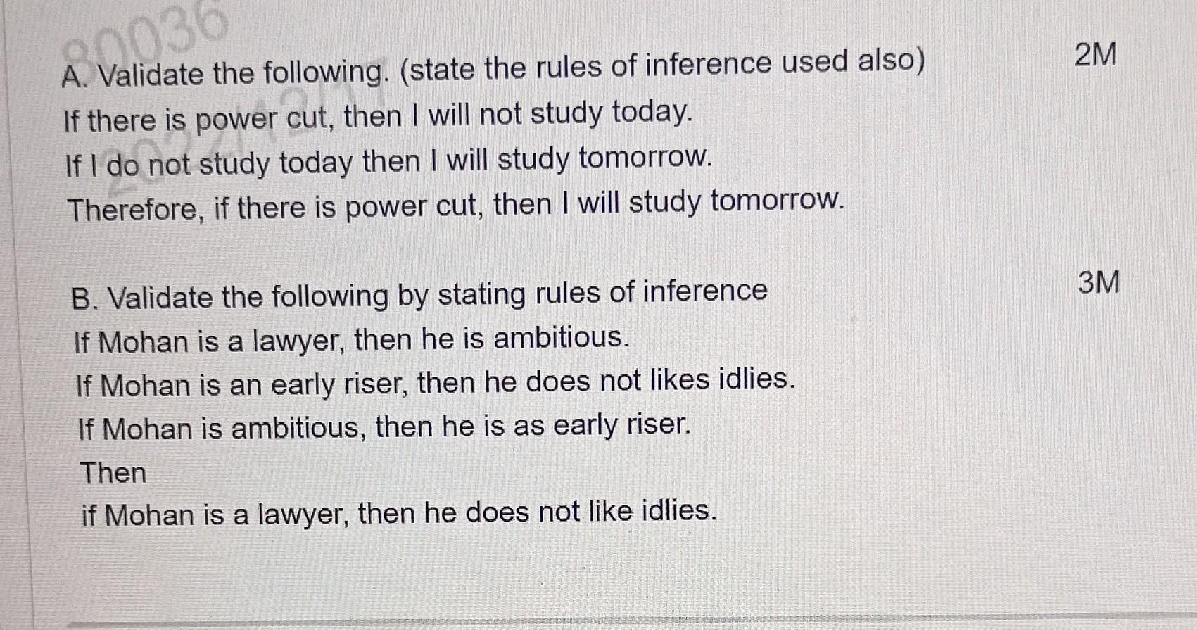 Solved A. Validate the following. (state the rules of | Chegg.com