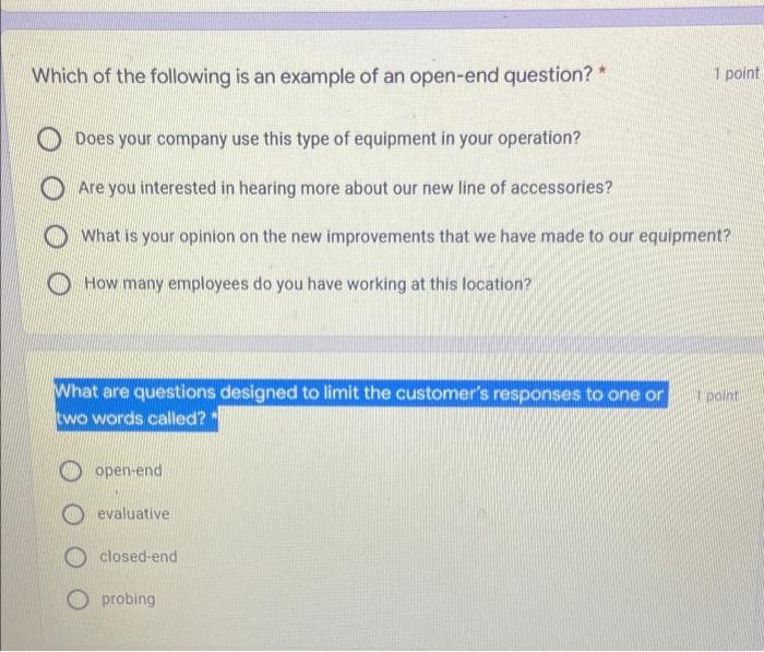 Solved Which of the following is an example of an open-end | Chegg.com