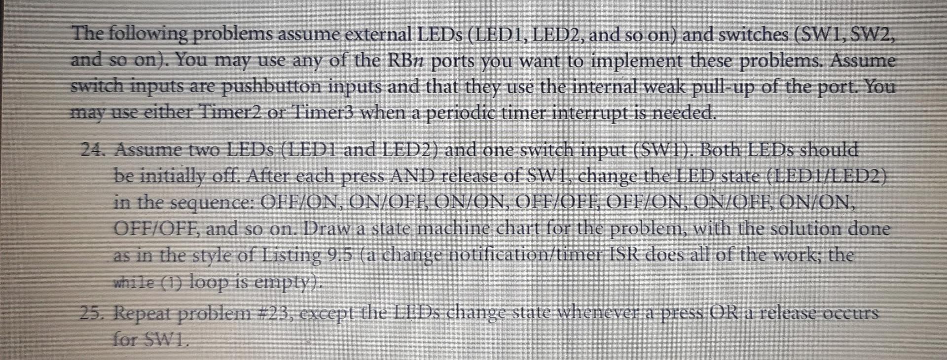 Solved The following problems assume external LEDs (LED1, | Chegg.com