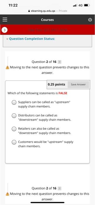 Solved 11:22 - 4G elearning.qu.edu.ga - Private Courses C | Chegg.com