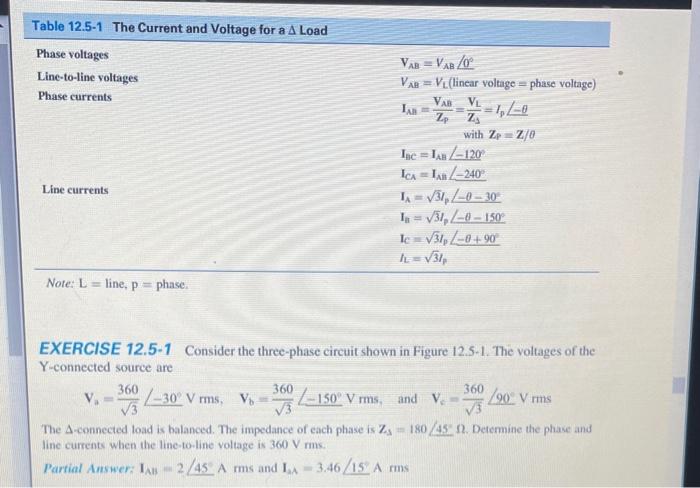 Solved EXERCISE 12.5-1 Consider the three-phase circuit | Chegg.com