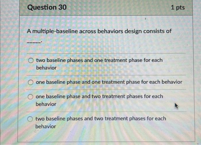 Solved A multiple-baseline across behaviors design consists | Chegg.com