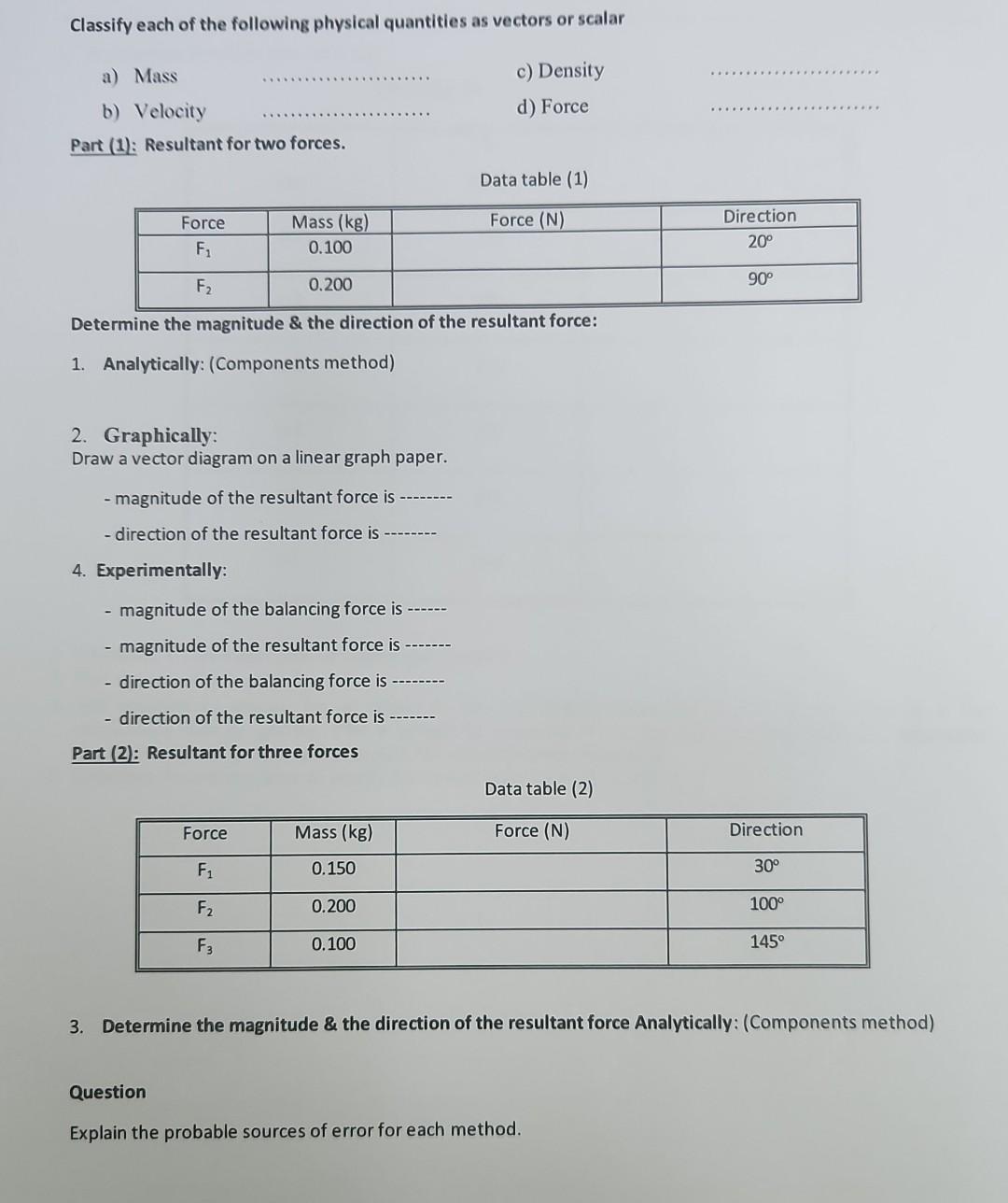1. Record your results in data table (1). Data table | Chegg.com