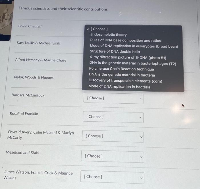 Solved Famous scientists and their scientific contributions | Chegg.com
