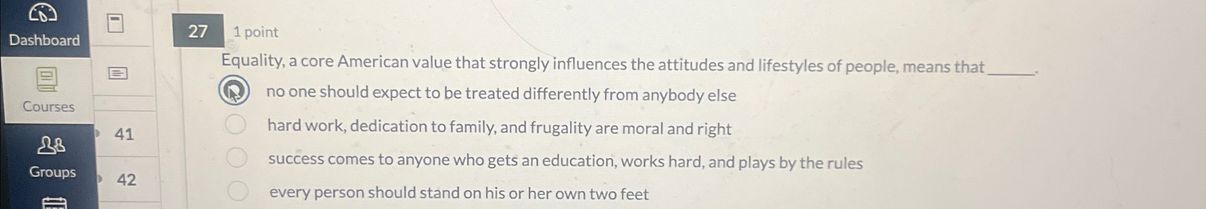Solved 271 ﻿pointDashboardEquality, a core American value | Chegg.com