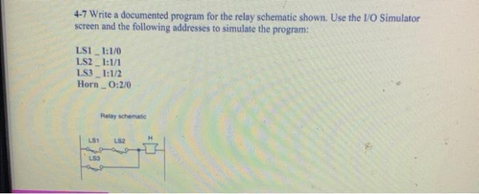 Solved 4-7 Write a documented program for the relay | Chegg.com