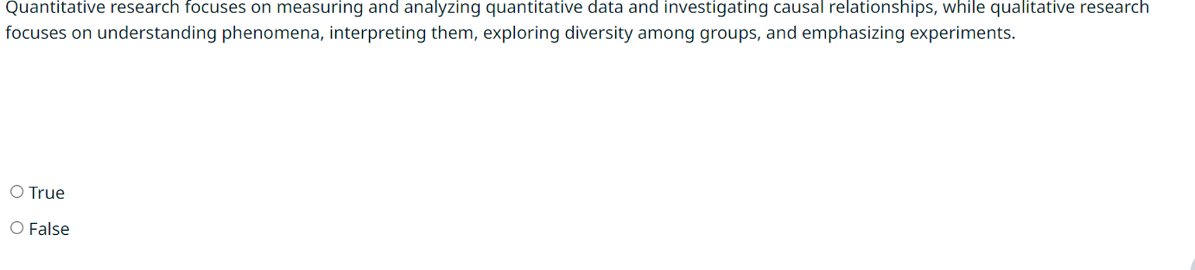 Solved Quantitative research focuses on measuring and | Chegg.com