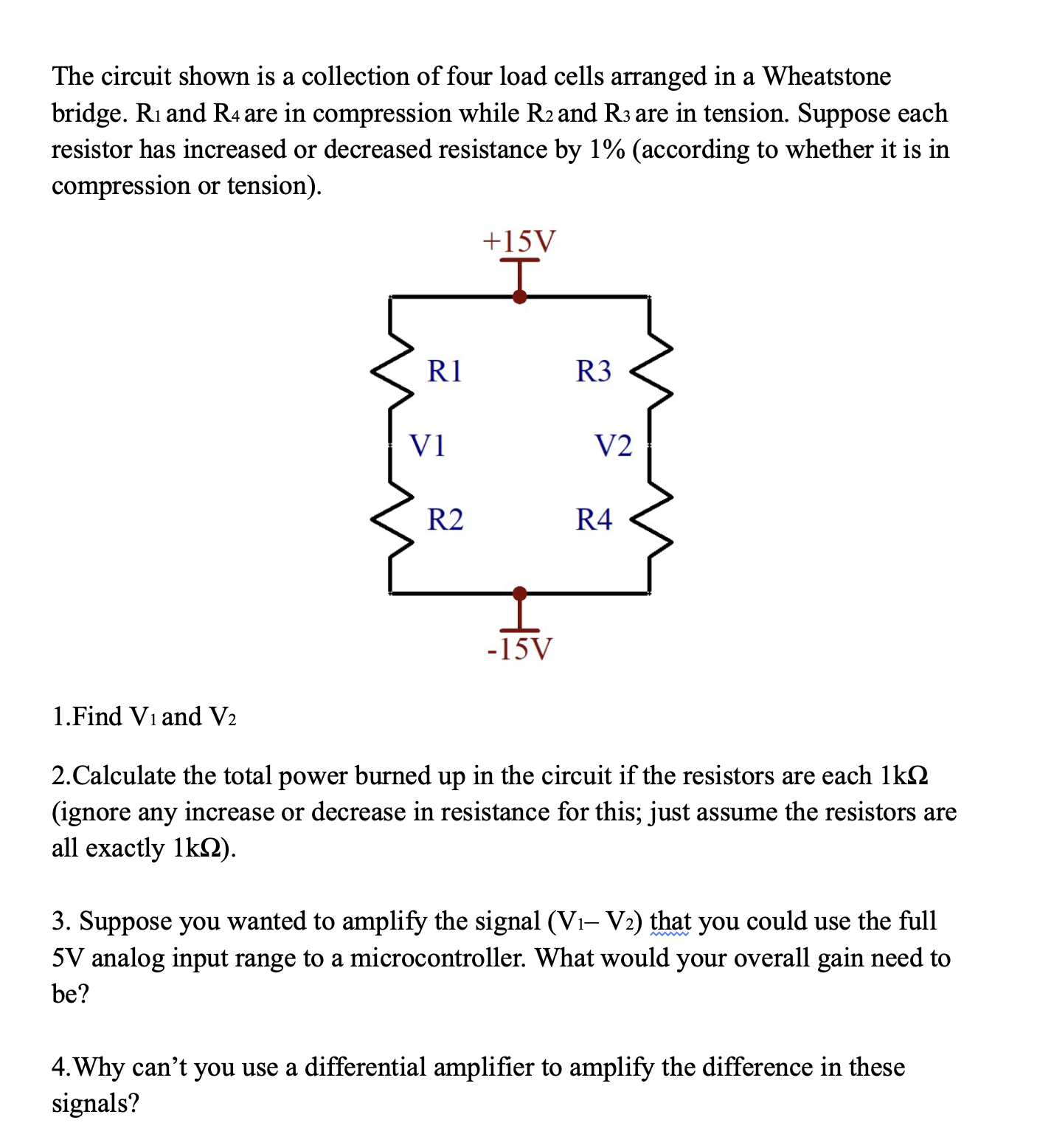 The circuit shown is a collection of four load cells | Chegg.com