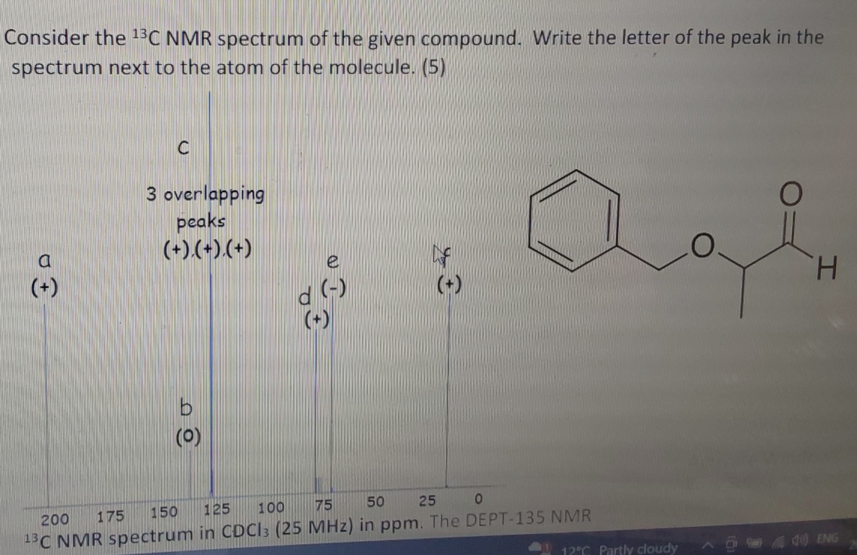 Consider the ?13 ﻿C NMR spectrum of the given | Chegg.com