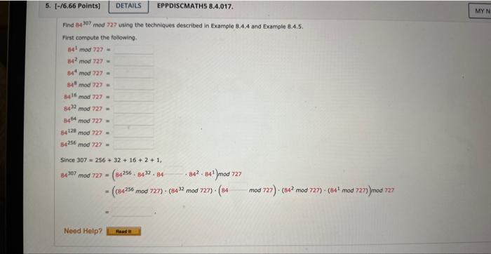 Solved Find 34307 mod 227 using the techniques described in | Chegg.com