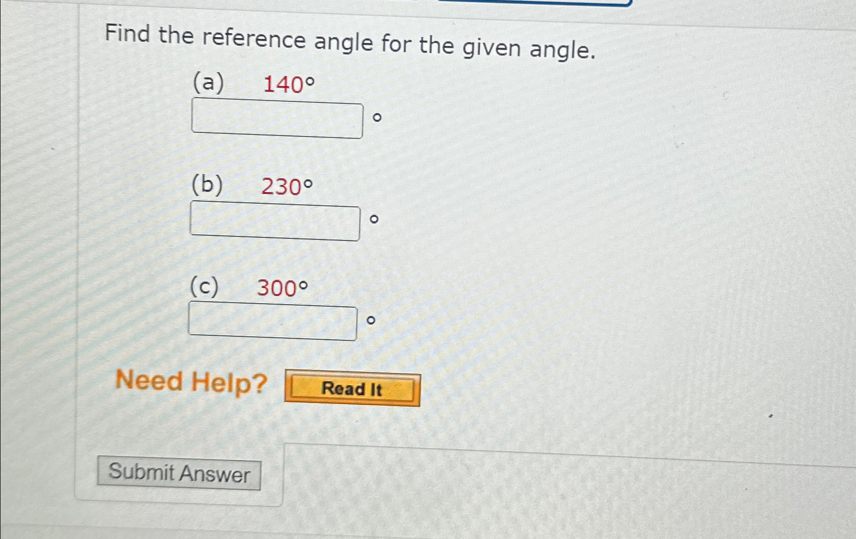 Solved Find the reference angle for the given | Chegg.com