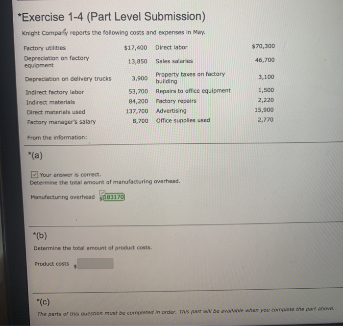 Solved $70,300 46,700 *Exercise 1-4 (Part Level Submission) | Chegg.com