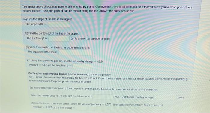 Solved The applet above shows that graph of a line in the | Chegg.com