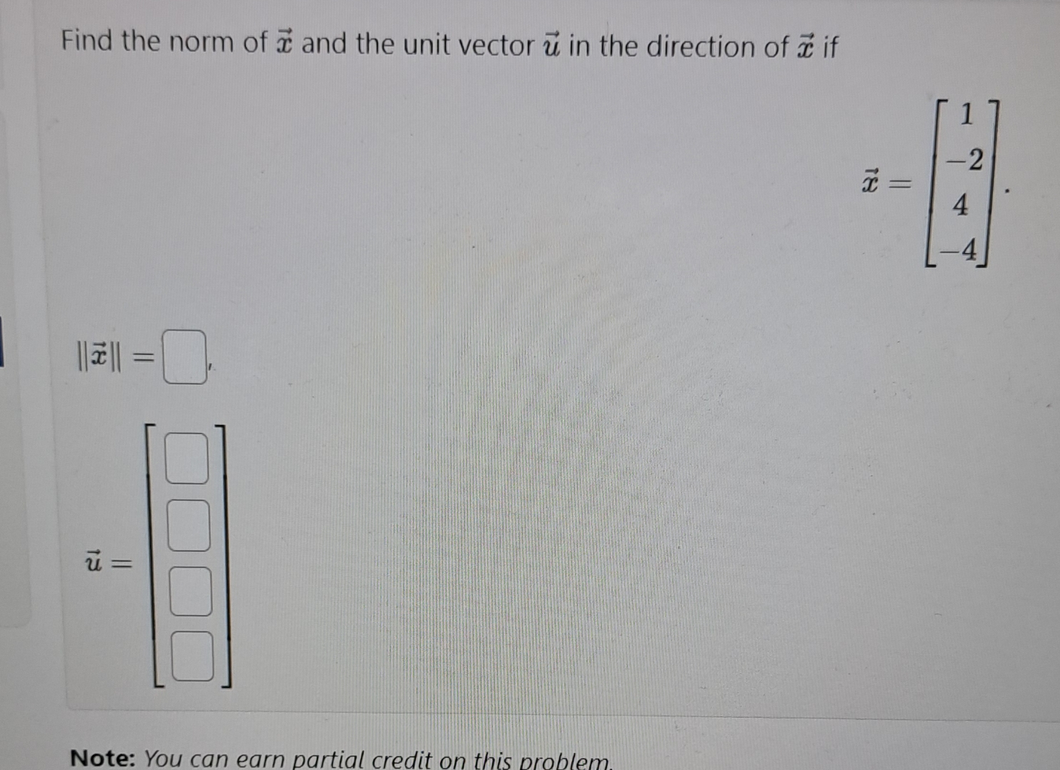 Solved Find the norm of vec(x) ﻿and the unit vector vec(u) | Chegg.com