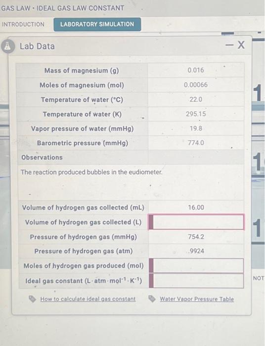 Solved GAS LAW IDEAL GAS LAW CONSTANT INTRODUCTION A Lab | Chegg.com