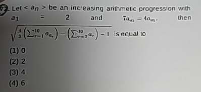 Solved Let be an increasing arithmetic progression with | Chegg.com