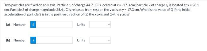 Solved Two particles are fixed on an x axis. Particle 1 of | Chegg.com
