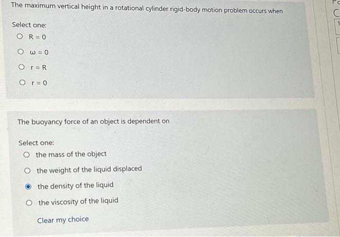 Solved The maximum vertical height in a rotational cylinder | Chegg.com