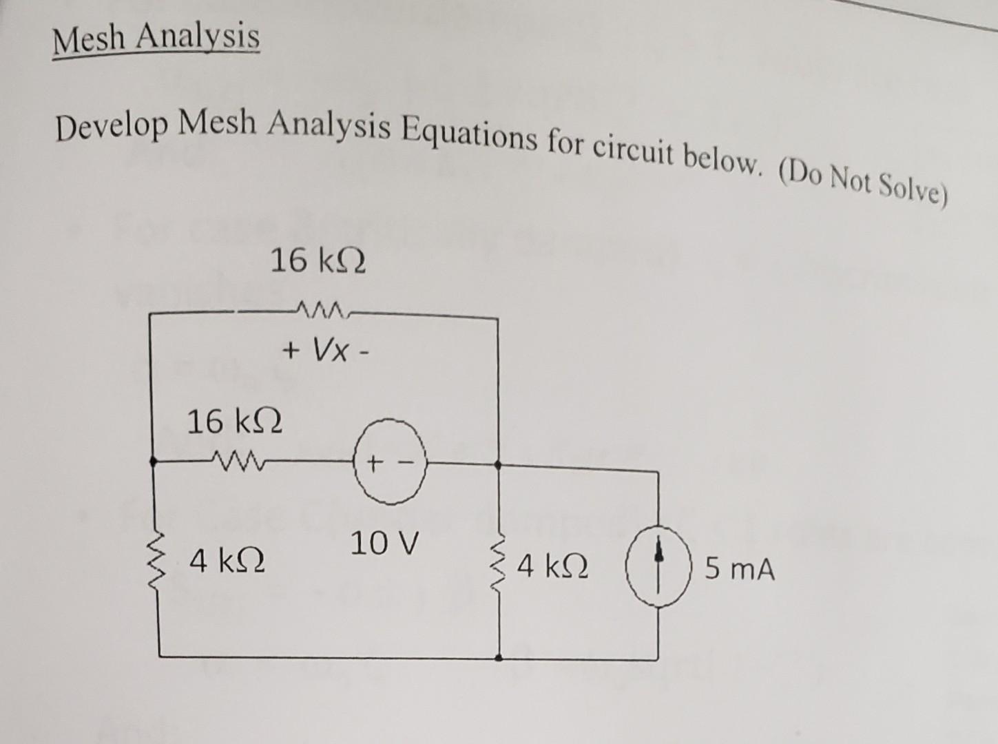 Solved Mesh Analysis Develop Mesh Analysis Equations For Chegg