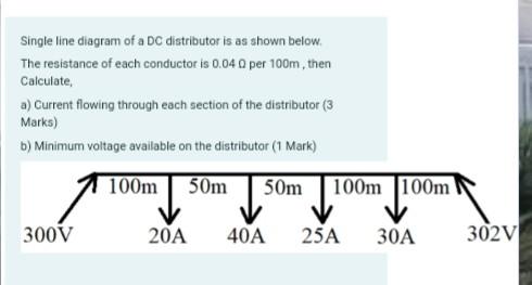 Solved Single line diagram of a DC distributor is as shown | Chegg.com