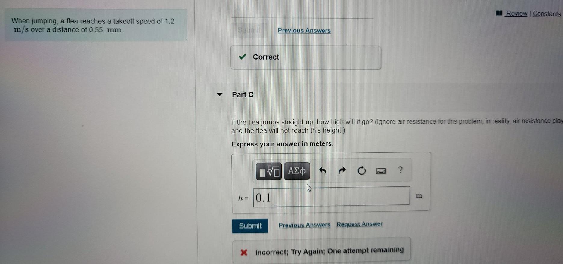 Solved 1 Review Constants When jumping, a flea reaches a | Chegg.com