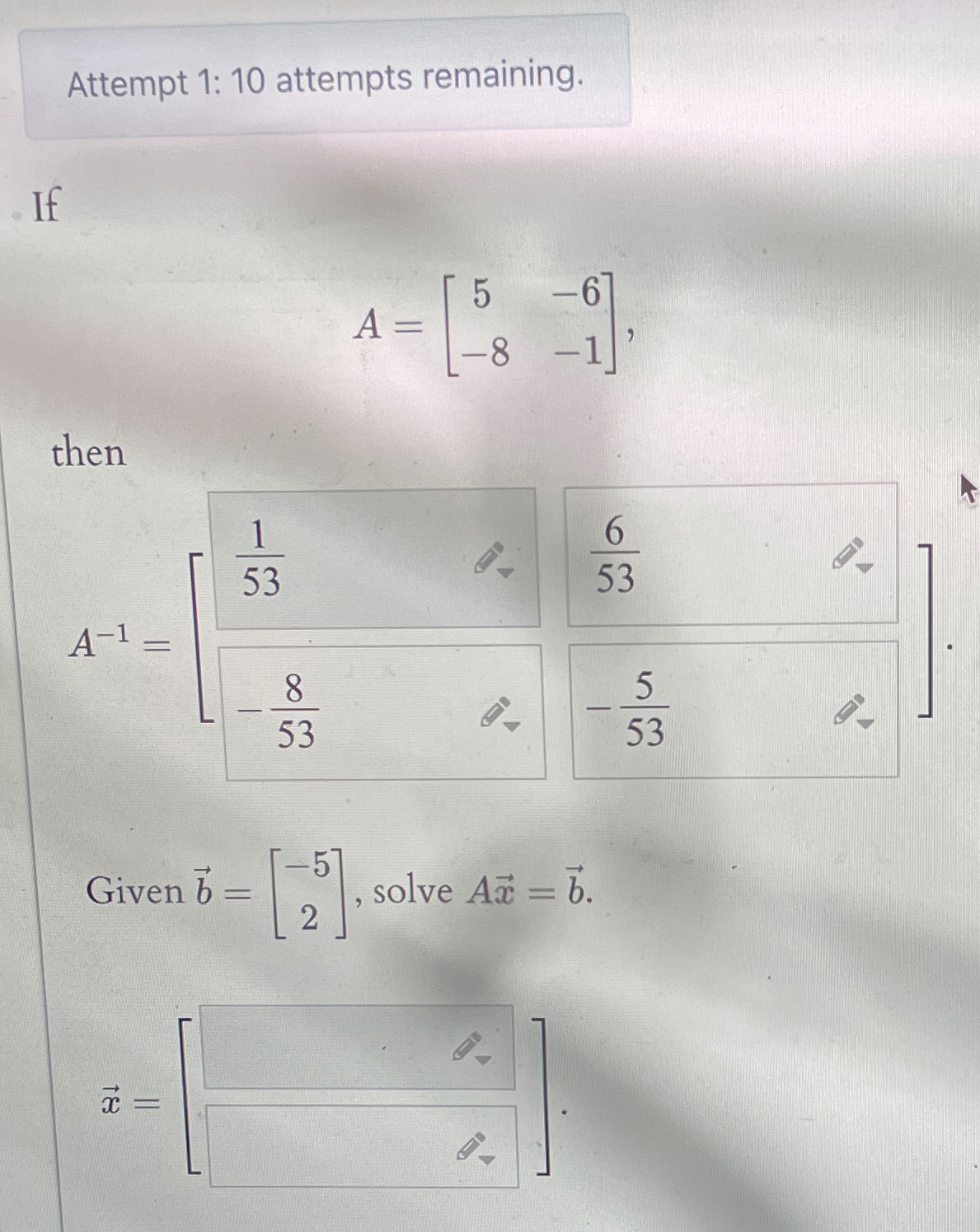 Attempt 1: 10 ﻿attempts | Chegg.com
