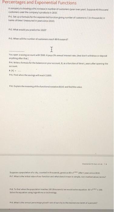 Solved Percentages and Exponential Functions A company is | Chegg.com