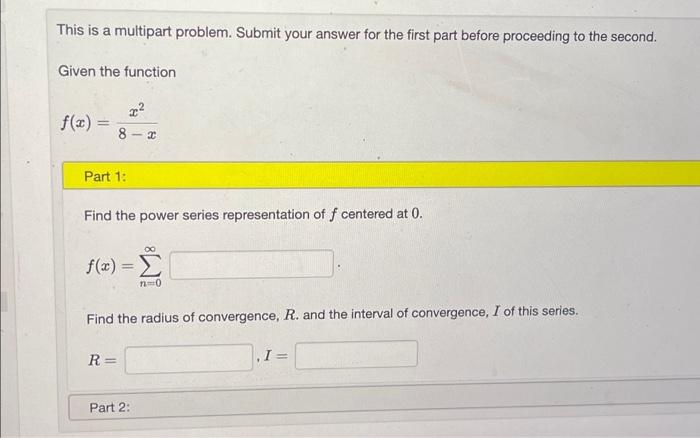 Solved This is a multipart problem. Submit your answer for | Chegg.com