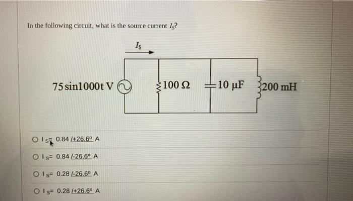 Solved Given the circuit below, what is the phasor | Chegg.com