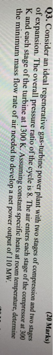 Solved (20 Marks) Q3. Consider an ideal regenerative | Chegg.com Solved (20 Marks) Q3. Consider an ideal regenerative | Chegg.com