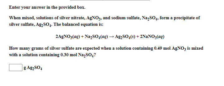 Solved Enter your answer in the provided box.When mixed, | Chegg.com