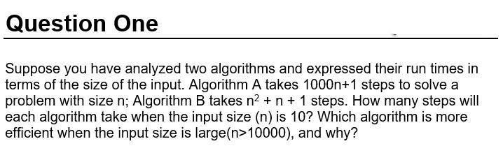 Solved Q:Suppose you have analyzed two algorithms and | Chegg.com