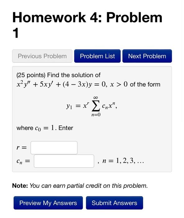Solved Homework 4: Problem 1 Previous Problem Problem List | Chegg.com