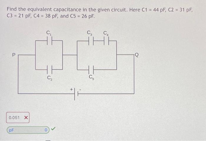 Solved Find the equivalent capacitance in the given circuit. | Chegg.com