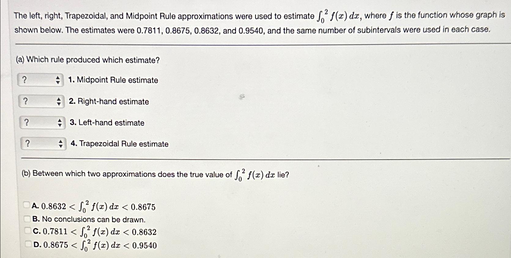 Solved The left, right, Trapezoidal, and Midpoint Rule | Chegg.com