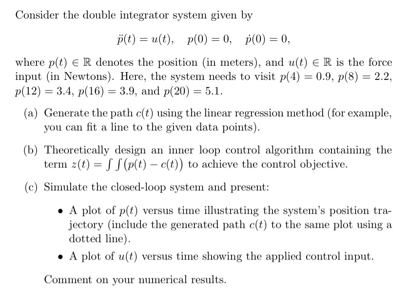 Solved Consider the double integrator system given | Chegg.com