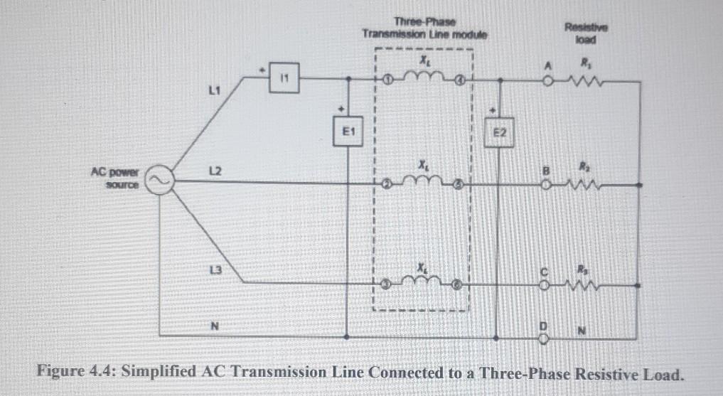 Solved Three-Phase Transmission Line module Resistive load A | Chegg.com