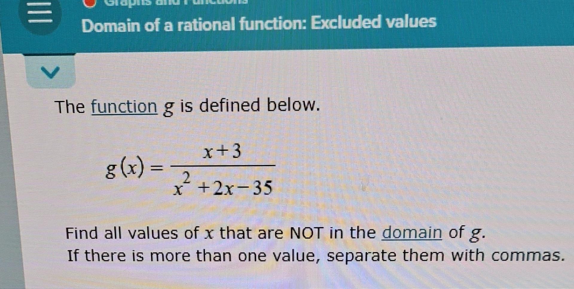 Solved Domain Of A Rational Function Exluded ValuesThe Chegg solved-domain-of-a-rational-function-exluded-valuesthe-chegg