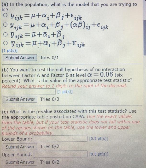 Solved 1915 total pt(s)) A two-way analysis of variance | Chegg.com