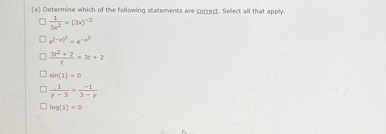 Solved (a) ﻿Determine which of the following statements are | Chegg.com