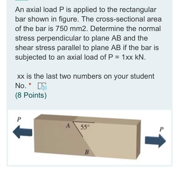 Solved An axial load P is applied to the rectangular bar | Chegg.com