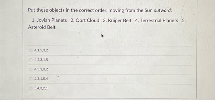 Put these objects in the correct order, moving from | Chegg.com