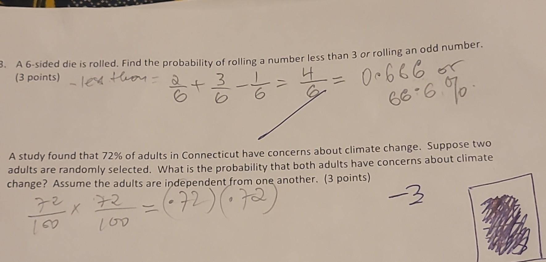 Solved A 6-sided die is rolled. Find the probability of | Chegg.com